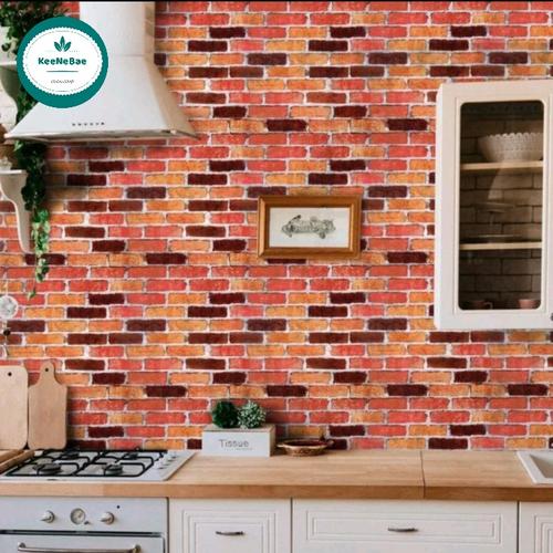 Jual WALLPAPER STICKER DINDING MOTIF BATU BATA MERAH 3D - Batu Alam ...