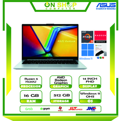 Jual ASUS Vivobook Go 14 E1404FA VIPS AMD Ryzen 5 7520U RAM 16GB 512GB ...