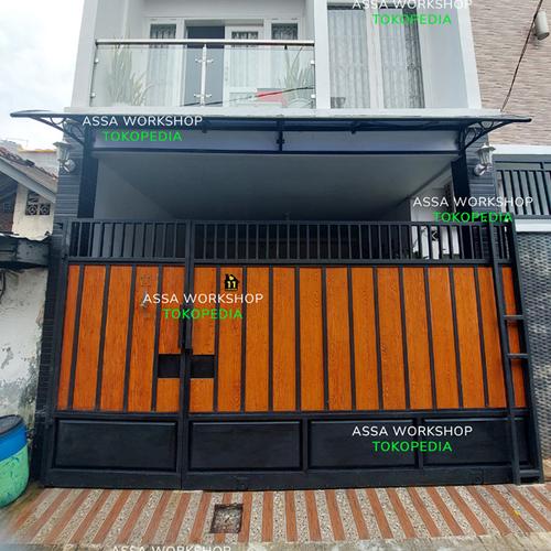 Jual Pagar custom model GRC motif kayu kombinasi plat, pagar dorong ...