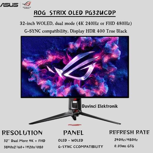Jual ASUS ROG SWIFT OLED PG32UCDP GAMING MONITOR 32" WOLED DUAL MODE DISPLAY 4K UHD 240HZ FULL ...