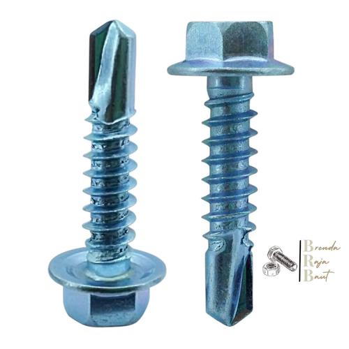 Jual Baut Baja Ringan 10x16 MOON LION / Sekrup Roofing Putih 10x16 MOON ...