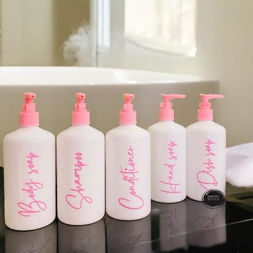 Jual botol glossy 500ml pink edition aesthetic bottle sabun pump ...