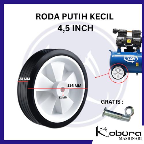 Jual Roda Kompresor Angin Portable Putih Kecil Oilless 4,5 Inch Tank ...