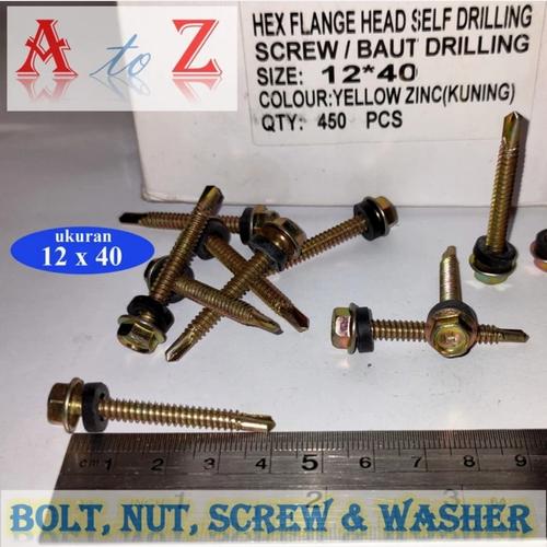 Jual baut Baja ringan 12 x 40 mm/atap/sds/taso/seng/roofing/driling 12 ...