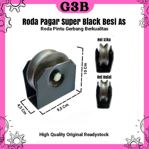 Jual Roda pintu gerbang roda pagar super black besi as uk 10cm ...