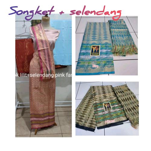 Jual Set songket selendang/ Kain songket setelan/ One set songket plus ...