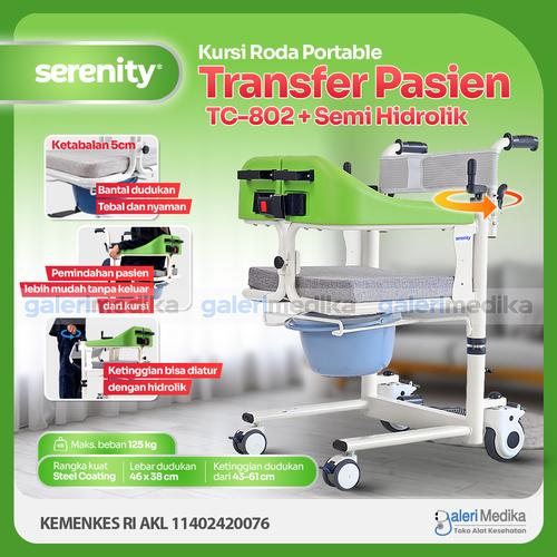 Jual Kursi Roda Transfer Pasien Serenity TC-802 Semi Hidrolik + Commode - OH-TC02 Biru - Kab ...