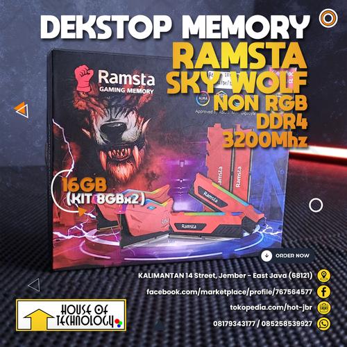 Jual Memori RAM ramsta SKY WOLF 3200Mhz ddr4 Longdimm Dual Black 16GB ...