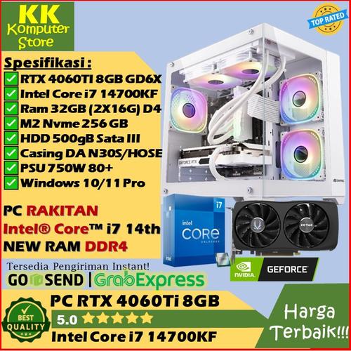 Jual pc rakitan i7 14700k | rtx 4060 ti 8gb | ram 32gb ddr4 [ pc gaming editing intel core i7 ...