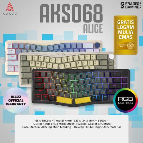 Jual Ajazz AKS068 Alice Layout 68 Keys Mechanical Keyboard Wired RGB ...