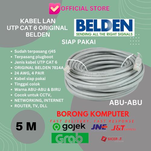 Promo Kabel Data UTP Belden Cat6 5 Meter SIAP PAKAI Lan Cable Cat 6 5m ...