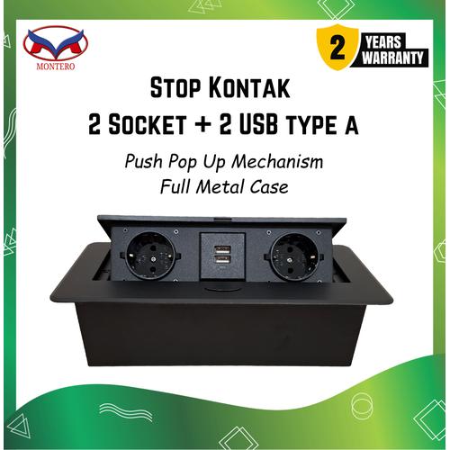 Jual Stop Kontak Tanam / Power Socket Full Metal 2 Lubang & 2 USB Type ...