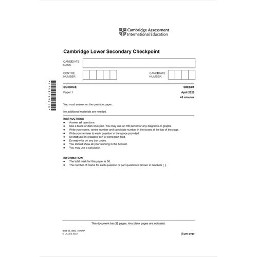 Jual Secondary Checkpoint Science 1113 2015-2023 past papers & mark ...