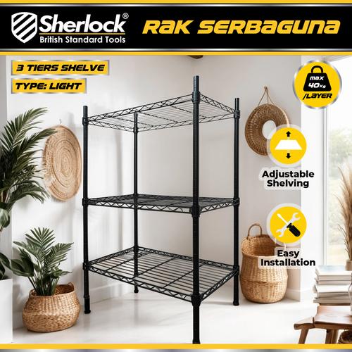 Jual Rak Susun Serba guna 3 Tingkat Sherlock Black Charcoal ( panjang ...