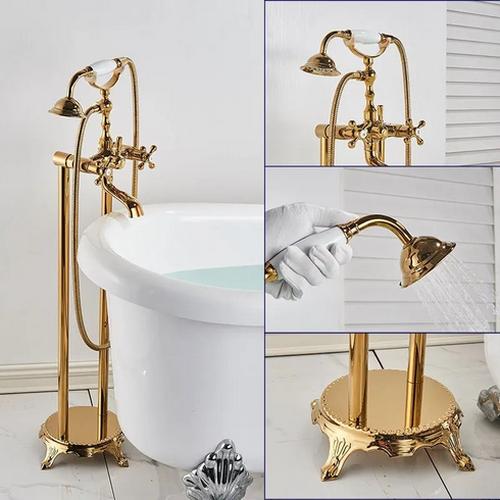 Jual Standing Shower Luxury Bath Tub Kran Panas Dingin Kuningan Lantai ...