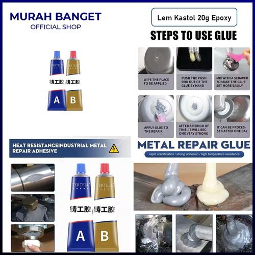 Jual Lem Kastol Epoxy AB 20g Lem Kuat Penambal Besi Radiator Steel ...
