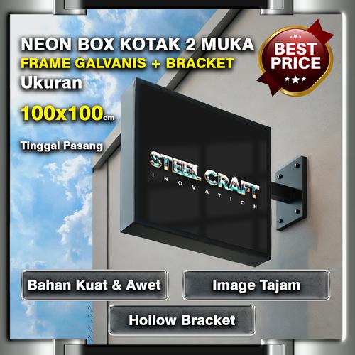 Jual Neon Box Kotak 2 Muka 100x100cm Frame Galvanis Plus Bracket ...