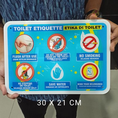 Jual Acrylic Sign Rambu Papan Tanda Toilet Etiquette Perilaku di Toilet Etika Menggunakan Toilet ...