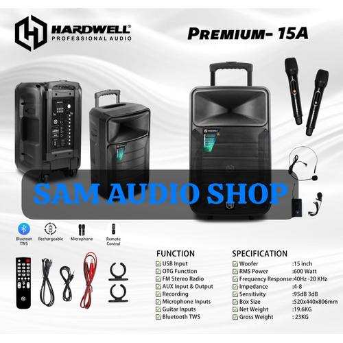 Jual Speaker Portable Aktif Hardwell Premium 15a 15 inch Rms 600 Watt ...