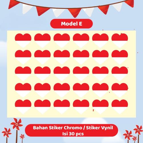 Jual Sticker Bentuk Love Merah Putih Label Tempelan Pipi Untuk Hut Ri ...
