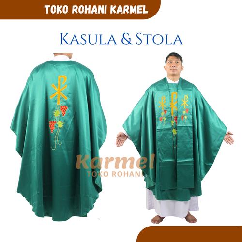 Jual KASULA ROMO (HIJAU ) / KASULA PASTOR / JUBAH ROMO KATOLIK - KAIN ...