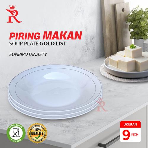 Jual Piring Makan List Emas 9" /Piring Keramik Cekung Soup Plate 9 ...