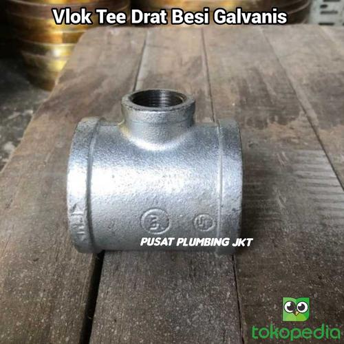 Jual Vlok Tee Drat Besi Galvanis 3/4" x 1/2" inch / Tee Drat Galvanis ...