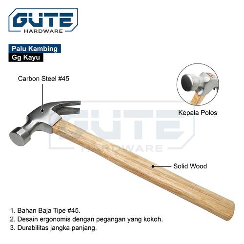 Jual Palu Kambing Gagang Kayu / Claw Hammer Carbon Steel Asli! - Palu ...