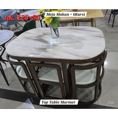 Jual Meja Makan Marmer 6kursi Dining set 6Person dining table meja cafe ...
