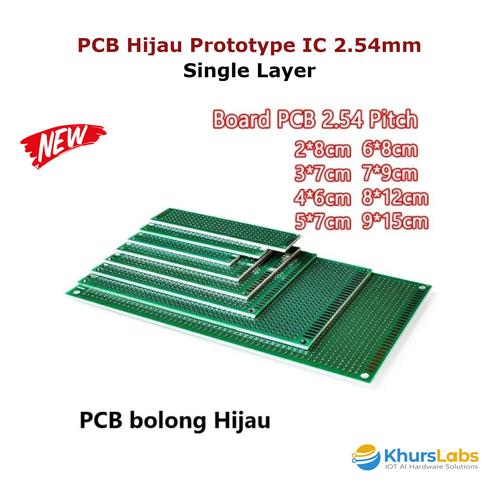Jual PCB Hijau Prototype Titik IC 2.54mm Lubang Bolong Single Layer ...