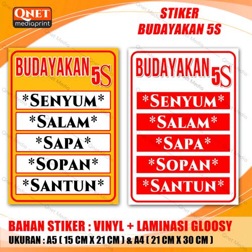 Jual STIKER BUDAYAKAN 5S + LAMINASI GLOSSY - BS - 01, 21cm x 30cm ...