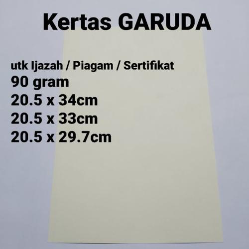 Jual Kertas Garuda/Kertas Ijazah/Sertipikat/Piagam/Water Mark Paper Cod ...