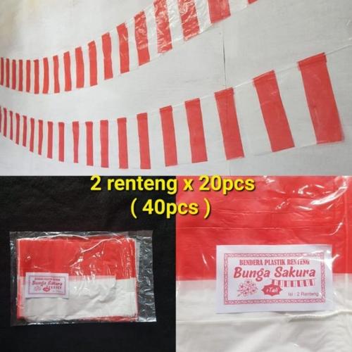 Jual 40pcs Bendera Renteng Plastik Plus Tali / Bendera Merah Putih ...