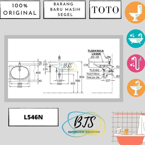 Jual ** Wastafel meja TOTO L546N / L 546 N / L546 N / L 546N / L546N ...