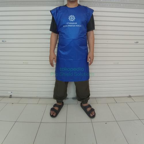 Jual Apron waterproof bahan parasut biru, model 2 sisi sablon logo K3 ...