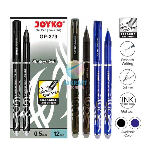 Jual Pulpen Erasable Gel Pen Ujung Tajam JOYKO GP-279 SHOKYO Hitam ...
