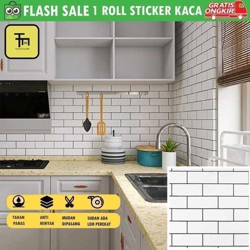 Jual Wallpaper Sticker Dapur Glossy Motif Keramik Putih Ukuran 3 Meter ...