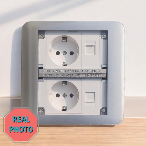 Jual floor socket desk stop kontak 2 power 2 LAN cat 6 model sliding ...