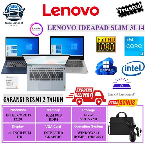 Jual RESMI Laptop Bisnis Lenovo IdeaPad 3i 14 Intel Core i3 1215U RAM ...