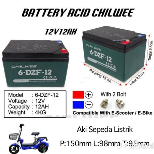 Jual BEST Aki Baterai Sepeda Listrik Battery Acid 12V 12AH CHILWEE 6 ...
