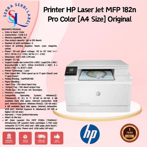 Jual Printer HP Laser Jet MFP 182n Pro Color [A4 Size] Original ...