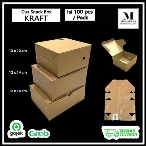Jual Dus Snack Box Kraft Coklat Polos Ukuran 12x12 12x14 12x16 - 12x14 ...