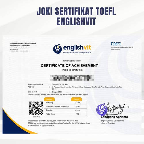 Jual Cetak Sertifikat EnglishVit - PAKET LENGKAP - Kab. Bandung ...