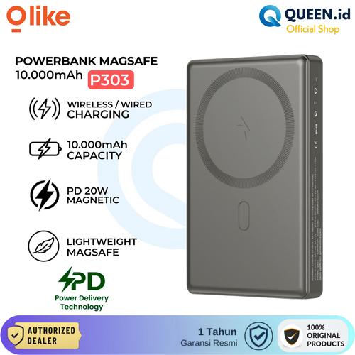 Jual Olike P303 Powerbank 10000mAh Wireless Wired Magnetic MagSafe USB TYPE C PD 20W Fast ...