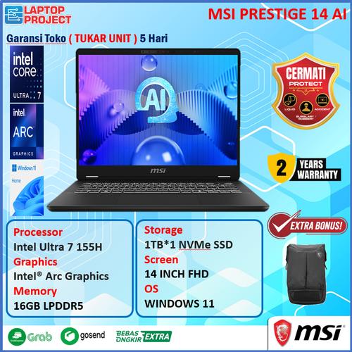 Jual MSI PRESTIGE 14 AI ULTRA 7 155H 16GB 1TB W11+OHS 14.0FHD+ 144HZ ...