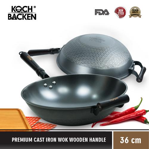 Promo KOCH&BACKEN Premium Cast Iron Wok Nitriding Round Bottom 36cm ...