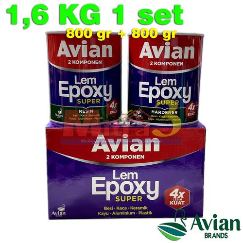 Jual Lem Epoxy AVIAN SUPER 2 Komponen 1,6 KG set / Lem Epoksi 2K Kayu ...
