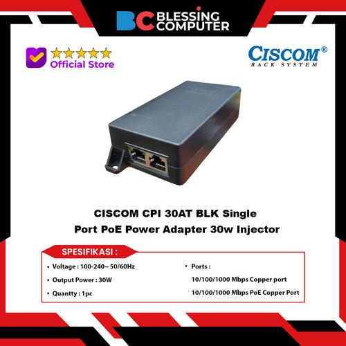 Jual CISCOM CPI 30AT BLK Single Port PoE Power Adapter 30w Injector ...