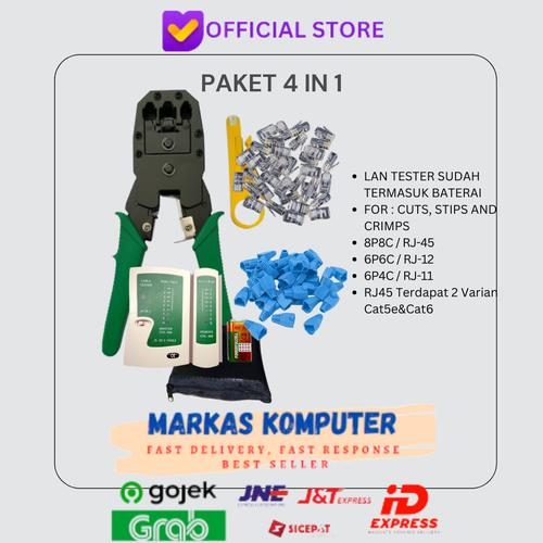 Promo Paket 4 in 1 Tang Crimping Tool Rj45 LAN Tester Konektor RJ45 dan ...