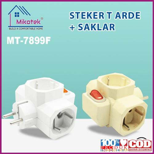 Jual Steker T Arde mikotek / Colokan 3 Lubang On/Off MT-7899F - Krem ...